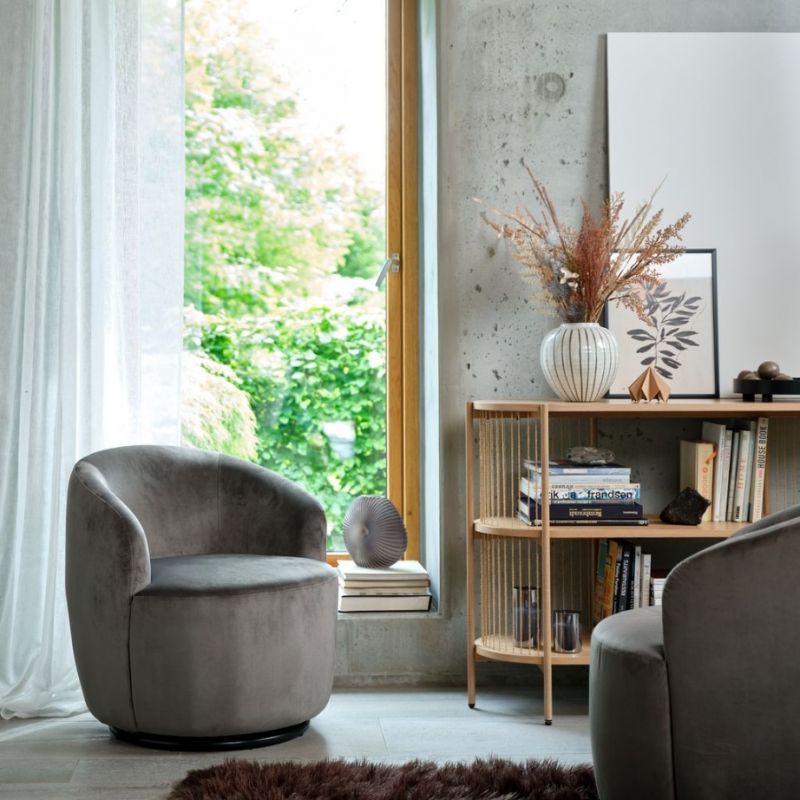 Buy Armchair BOESLUNDE swivel velvet grey Online From JYSK Kuwait